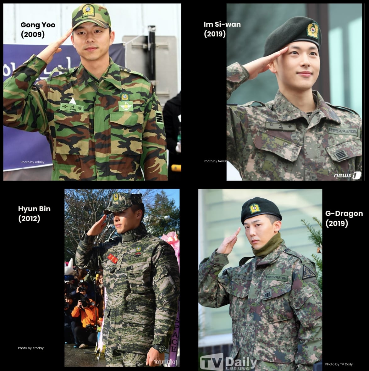 Here are some photos of Korean celebrities in uniform